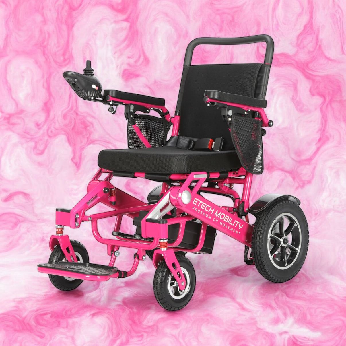 Folding Lightweight Electric Wheelchair in Pink